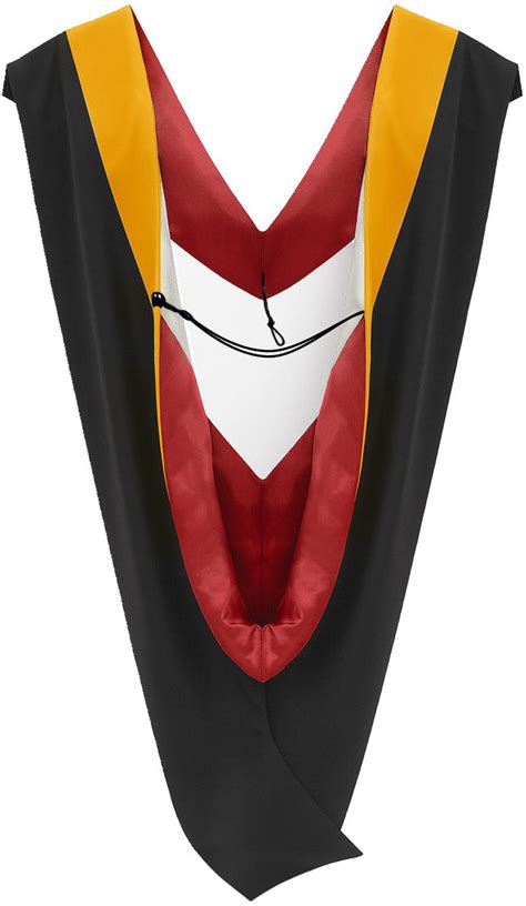 Deluxe Bachelorsmaster Hood Science Gold Velvet Red And White