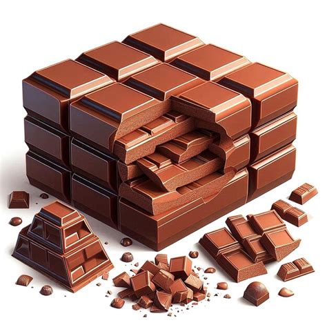 Big Chocolate And Small Ones Are Each Split Into Three Parts Isolated
