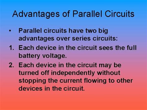 Advantages Of Parallel Circuit