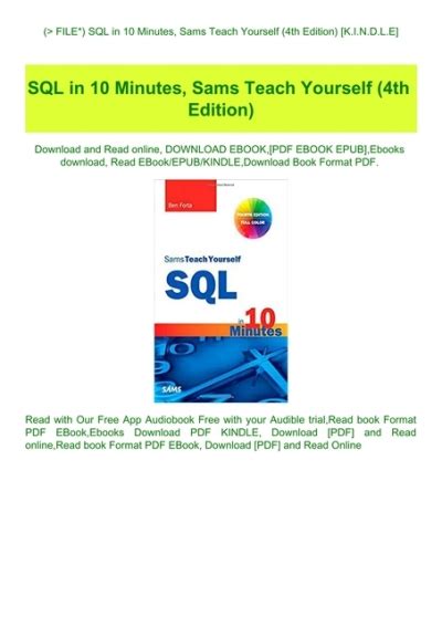 Sams Teach Yourself Sql In 10 Minutes 3rd Edition