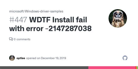 Wdtf Install Fail With Error 2147287038 · Issue 447 · Microsoft