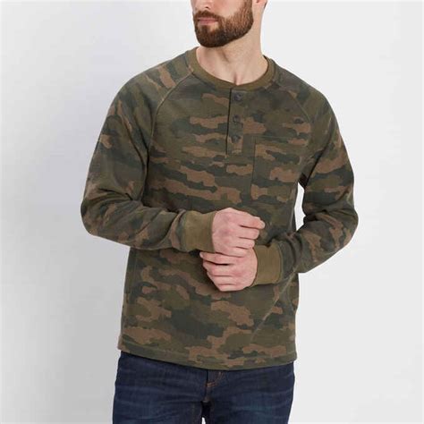 Mens Burly Thermal Standard Fit Camo Henley Duluth Trading Company
