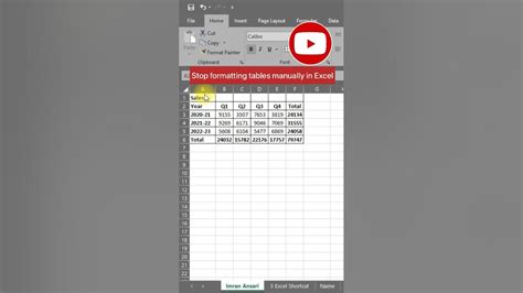 Stop Formatting Tables Manually In Excel Imran Ansari Excelshortcut Shortsfeed Trending