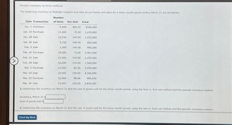 Solved Periodic Inventory By Three Methods The Beginning