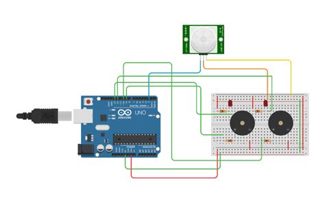 Circuit Design Pir Sensor Burglar Alarm Tinkercad