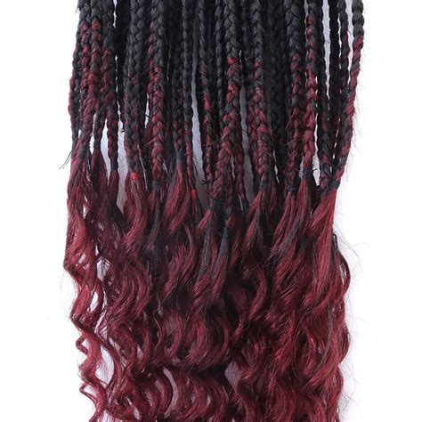 Crochet Braids With Double Drawn Burmese Human Hair Curls Burgundy Col