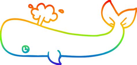 Dessin Au Trait Dégradé Arcenciel Dune Baleine De Dessin Animé Vecteurs