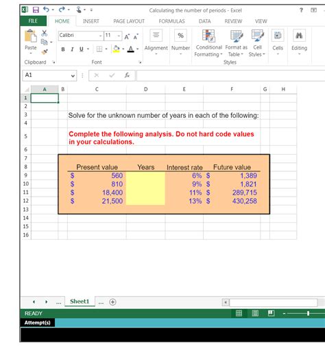 Solved x 5 Calculating the number of periods - Excel ? FILE | Chegg.com