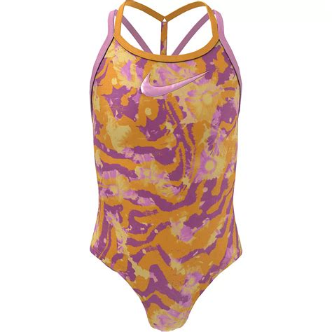 Nike Girls Watercolor T Crossback One Piece Swimsuit Academy