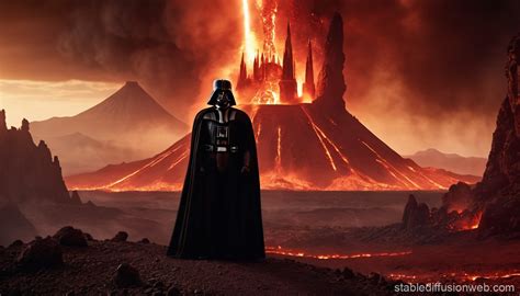 Erupting Volcanoes On Mustafar With Darth Vader S Castle Stable Diffusion Online