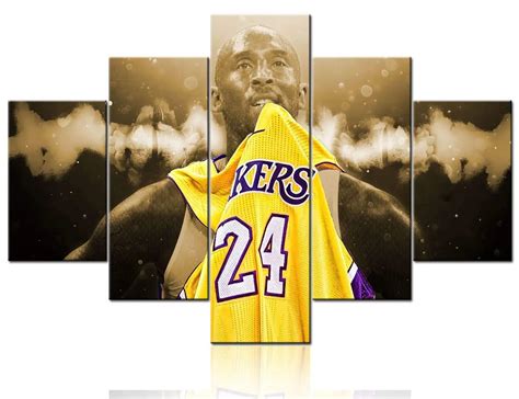 5 قطعه بوم دیواری هنر هنر اسپرت لس آنجلس لیکرز نقاشی های دکوراسیون خانه چاپ بسکتبال روی بوم کوبی