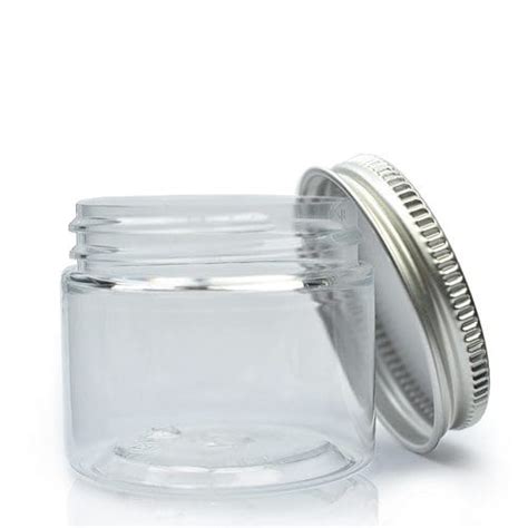 50ml Small Plastic Jar With Aluminium Lid Clear PET Plastic Jars