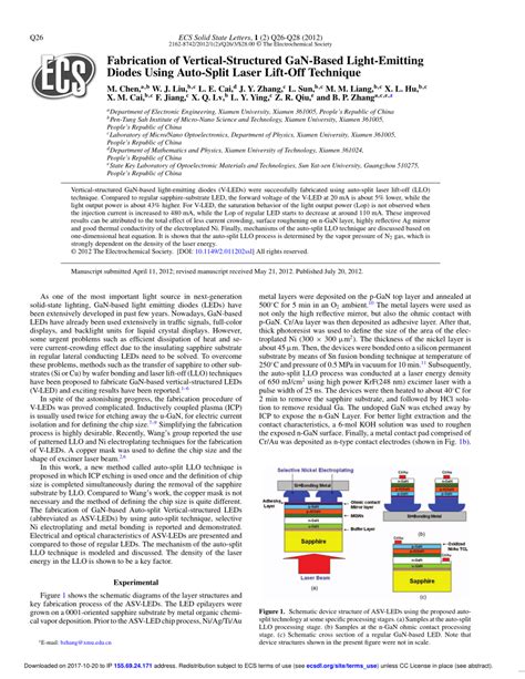 Pdf Fabrication Of Vertical Structured Gan Based Light Emitting Diodes Using Auto Split Laser
