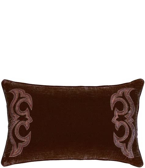 Hiend Accents Stella Collection Boot Stitch Faux Silk Velvet Lumbar