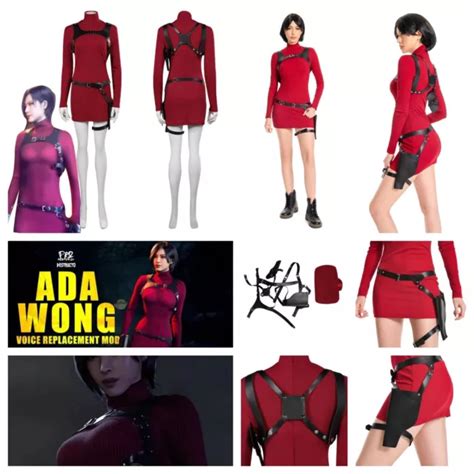 Resident Evil 4 Remake Ada Wong Cosplay Red Sexy Knit Dress Cheongsam