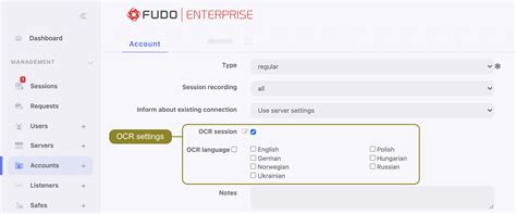 Ocr Processing Sessions — Fudo Enterprise 54 System Documentation