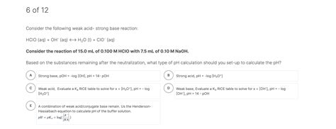Solved Consider The Following Weak Acid Strong Base Chegg