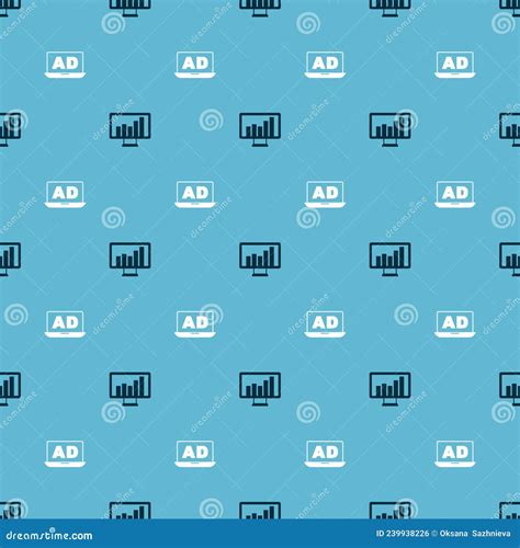 Set Monitor With Graph Chart And Advertising On Seamless Pattern Vector Stock Vector