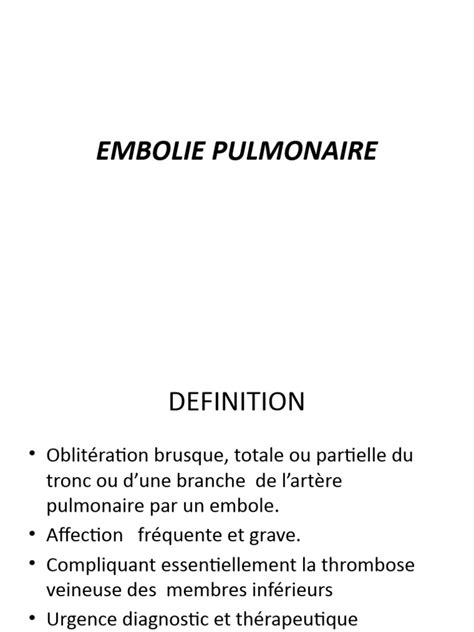 Embolie Pulmonaire Pdf Épidémiologie Maladies Cardiovasculaires