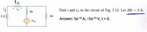 Solved Find I And Vx In The Circuit Of Fig 7 15 Let I 0 5 Chegg Com