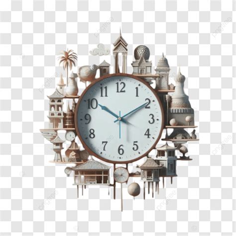 시계를 지나가는 3차원 개념은 조각으로 분해됩니다 시계가 조각조각 부서진다는 개념 시계를 지나가는 3차원 개념은 조각으로