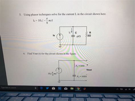 Solved 5 Using Phasor Techniques Solve For The Current I