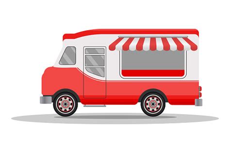 거리 음식 트럭 개념입니다 길거리 음식 차량 트럭 밴 패스트 푸드 배달 평면 디자인 스타일입니다 벡터 일러스트입니다 거리에 대한 스톡 벡터 아트 및 기타 이미지 Istock