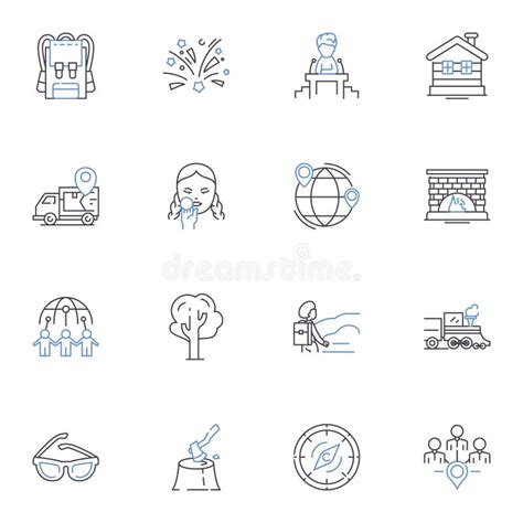 Timeout Line Icons Collection Break Pause Halt Rest Intermission