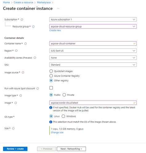 how to deploy aspose words cloud container with azure aspose words