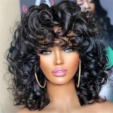 Synthetic Wig Women Girl Long Curly Synthetic Wig Bangs Heat Temu
