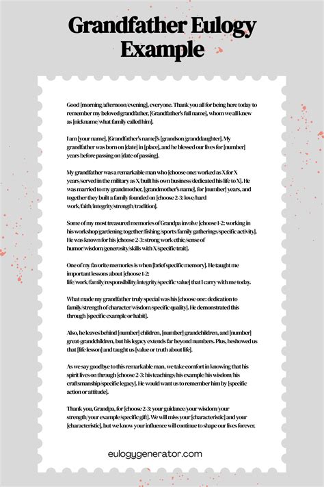 5 Grandfather Eulogy Templates To Use As Inspiration Eulogies By Jen