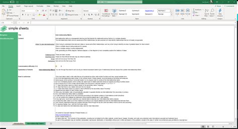 Interrelationship Diagram For Excel Simple Sheets