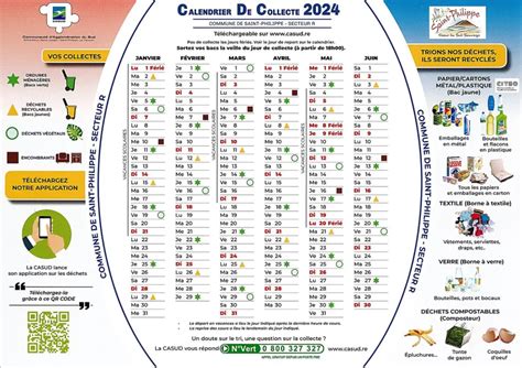 CASUD Calendrier de collecte des déchets 2024 Ville de SAINT PHILIPPE