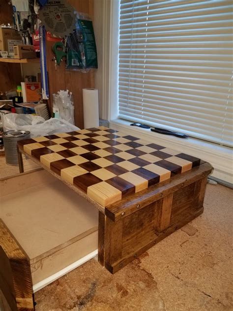 Chess Table With Checkerboard Pattern