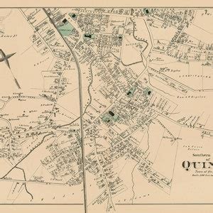 Quincy Massachusetts 1876 Map Replica Or Genuine Original Etsy