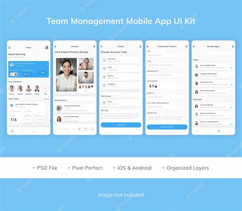 Premium Psd Team Management Mobile App Ui Kit