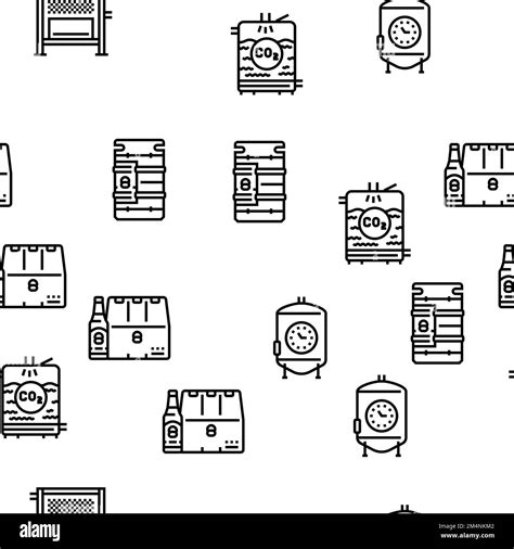 Beer Production Brewery Factory Vector Seamless Pattern Stock Vector