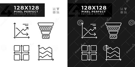 Marketing Charts Linear Icons Set For Dark Light Mode Stock Illustration Illustration Of