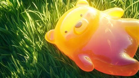 A Yellow Bear With A Red Face And A Yellow Face On It Premium Ai