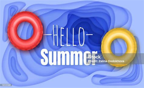 3d 다층 배경 종이 컷 액체 기하학적 그라데이션 패턴 밝은 파란색 색상의 안녕하세요 여름 템플릿 배너 3차원 형태에 대한 스톡 벡터 아트 및 기타 이미지 Istock