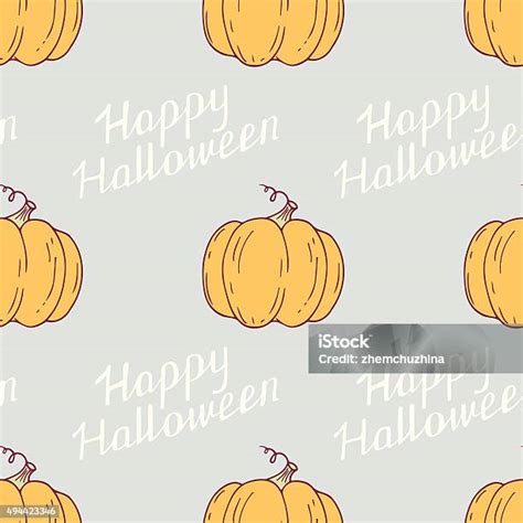 수작업 행복함 할로윈 연속무늬 Pumpkins 및 레터링 10월에 대한 스톡 벡터 아트 및 기타 이미지 10월 2015년
