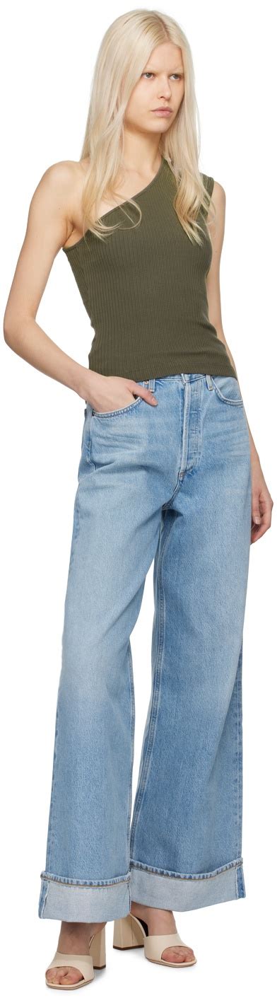 Agolde Blue Dame High Rise Wide Leg Jeans Agolde