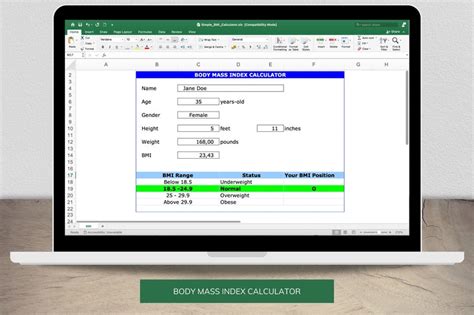 Bmi Body Mass Index Calculator Chart Spread Sheet Men Women General Etsy