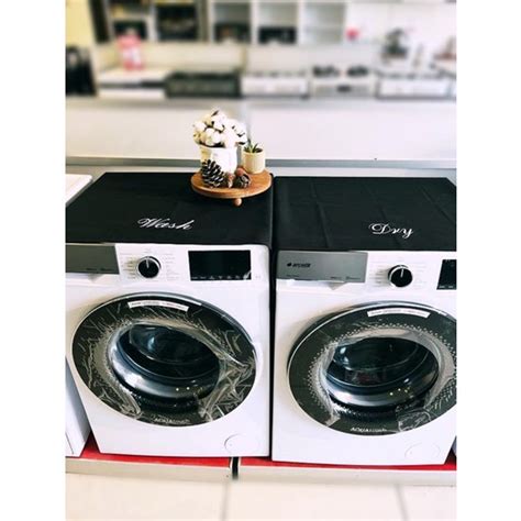 Atölye No 35 Wash Çamaşır Makinesi Örtüsü Dry Çamaşır Kurutma Makinesi Örtüsü 2 li Set Siyah