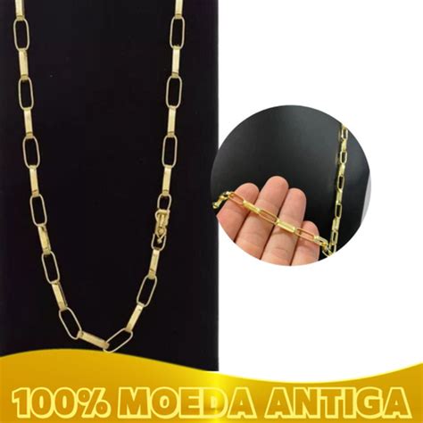 Cordão Corrente Masculino Tijolinho 5mm Moeda Antiga Em Promoção Na