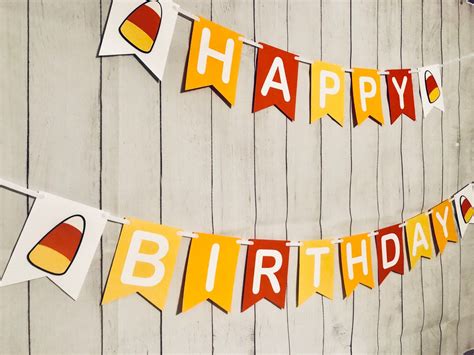 Candy Corn Birthday Banner Candy Corn Banner October Etsy