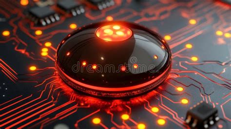 An Illuminated Orange State Of The Art Microchip Circuit Board Showcasing Contemporary