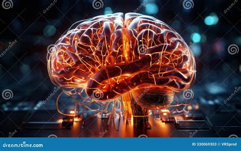 Futuristic Brain Of Digital Artificial Intelligence With Neural Connections Royalty Free Stock