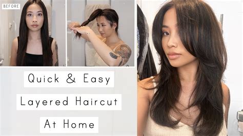 Quick Easy Layered Haircut At Home Youtube