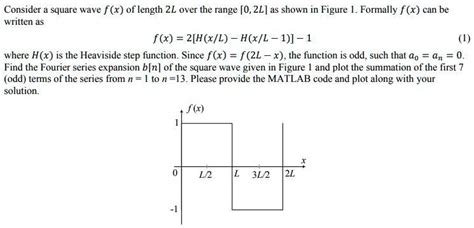 Solved Please Help Consider A Square Wave F X Of Length L Over The